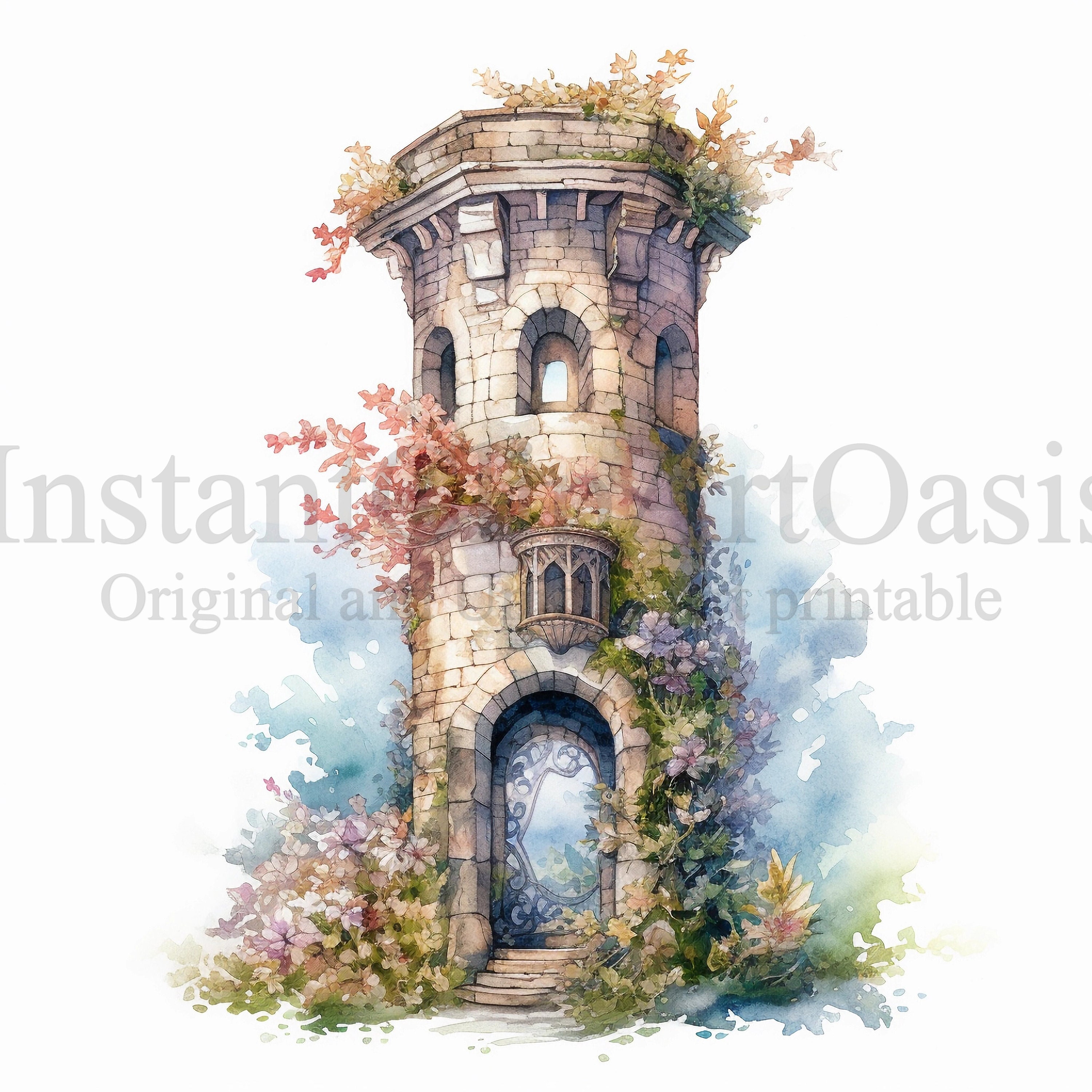 Fairy Towers Set 2 Clipart, 10 High Quality Jpgs, Nursery Art, Digital ...
