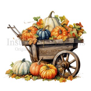 Wheelbarrow & Pumpkins Clipart, 10 High Quality Pngs Halloween Clipart ...