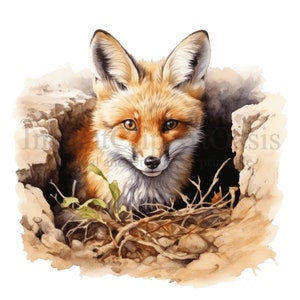 Fox in the Den Clipart - 10 High Quality Pngs, Digital Download, Card ...