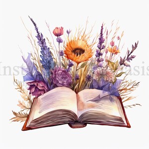 Floral Books Clipart | Set-3 | 10 High Quality Jpgs, Nursery Art ...
