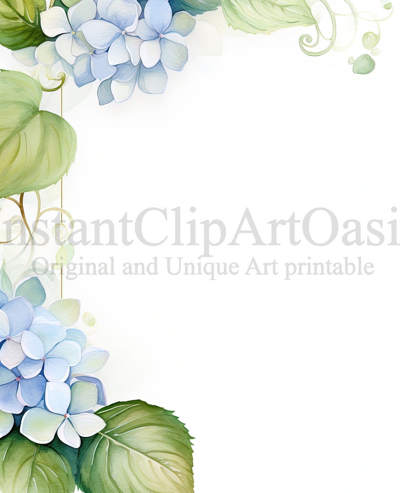 Delicate Hydrangea Borders - 10 High Quality Jpgs, Digital Planner ...