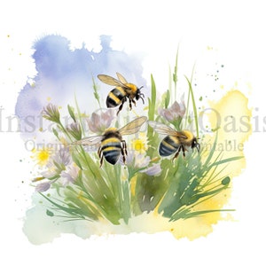 Buzzing Bees Clipart, 10 High Quality Jpgs, Digital Download, Card ...