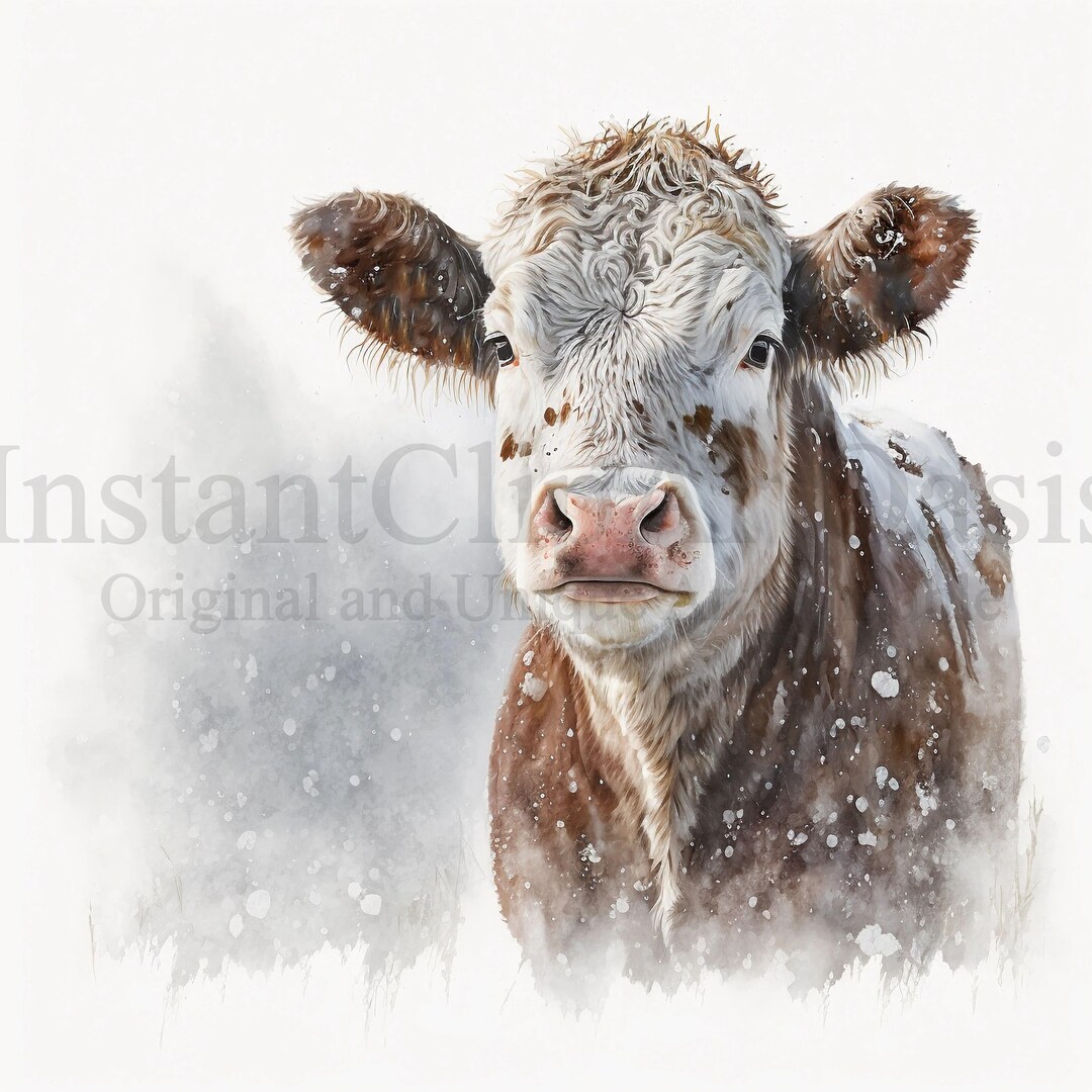 Cow and Snow Clipart, 9 High Quality Jpgs, Nursery Art | Card Making ...