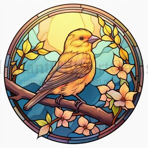 Stained Glass Canary, 10 High Quality Jpgs, Stained Glass, Digital ...