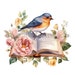 Robin Bird on Books Clipart 10 High Quality Pngs, Nursery Art, Digital ...