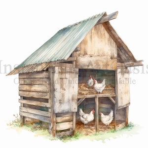 Chicken Coop Clipart, 10 High Quality Jpgs, Farmyard Clipart, Instant ...
