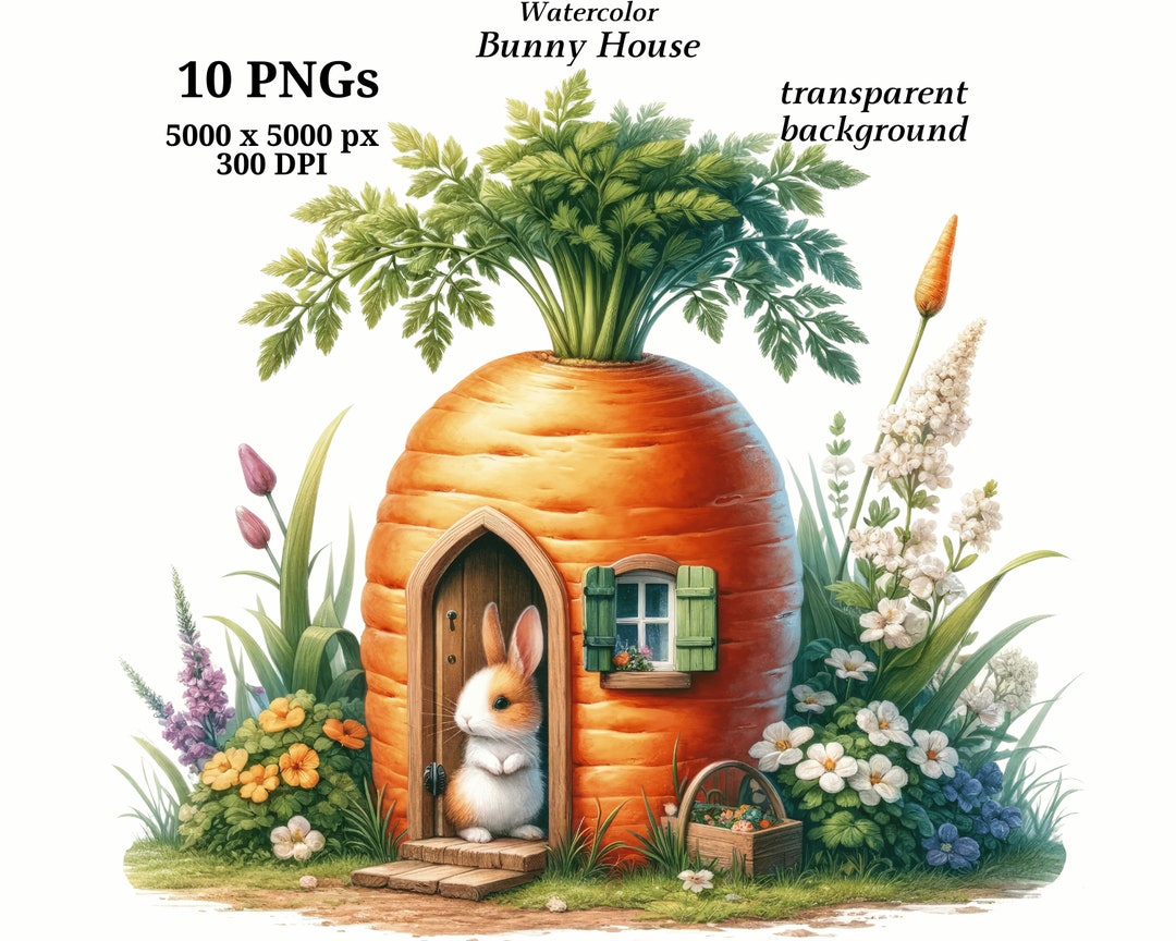 Bunny House Clipart - 10 High Quality Pngs, Digital Planners, Junk ...