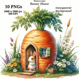 Bunny House Clipart - 10 High Quality Pngs, Digital Planners, Junk ...