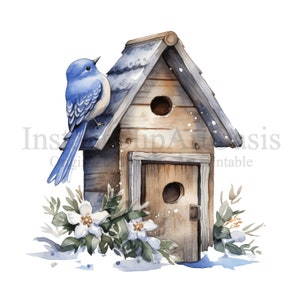 Winter Birdhouse Clipart, 10 High Quality Pngs, Instant Digital ...