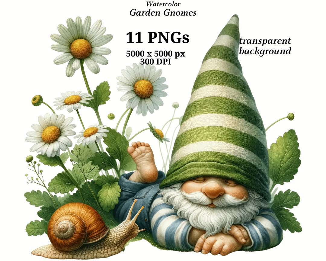 Garden Gnomes Clipart, 11 High Quality Pngs, Nursery Art, Digital ...