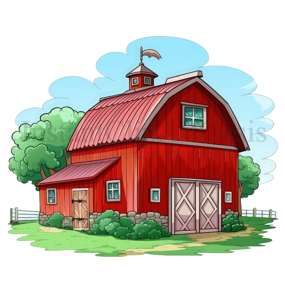 Cartoon Barn Clipart - 10 High Quality Pngs, Barn Clipart, Digital ...