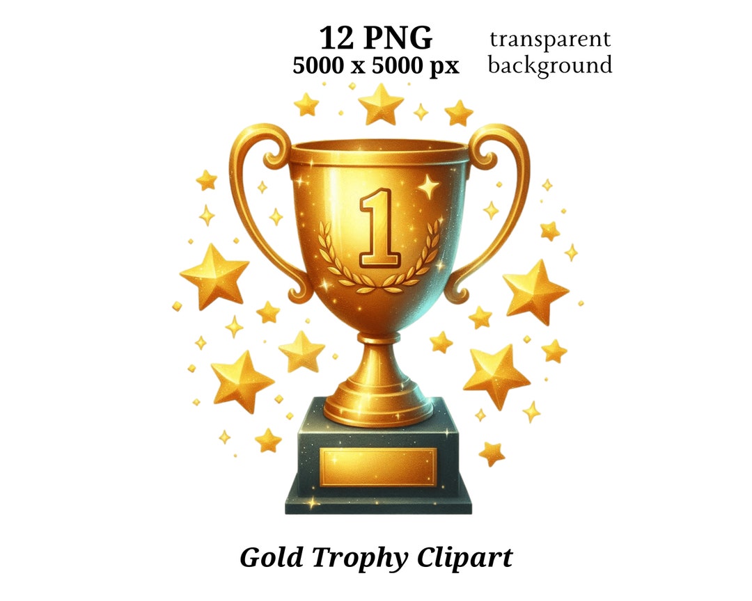 Gold Trophy Clipart, 12 High Quality Pngs | Digital Download | Number ...