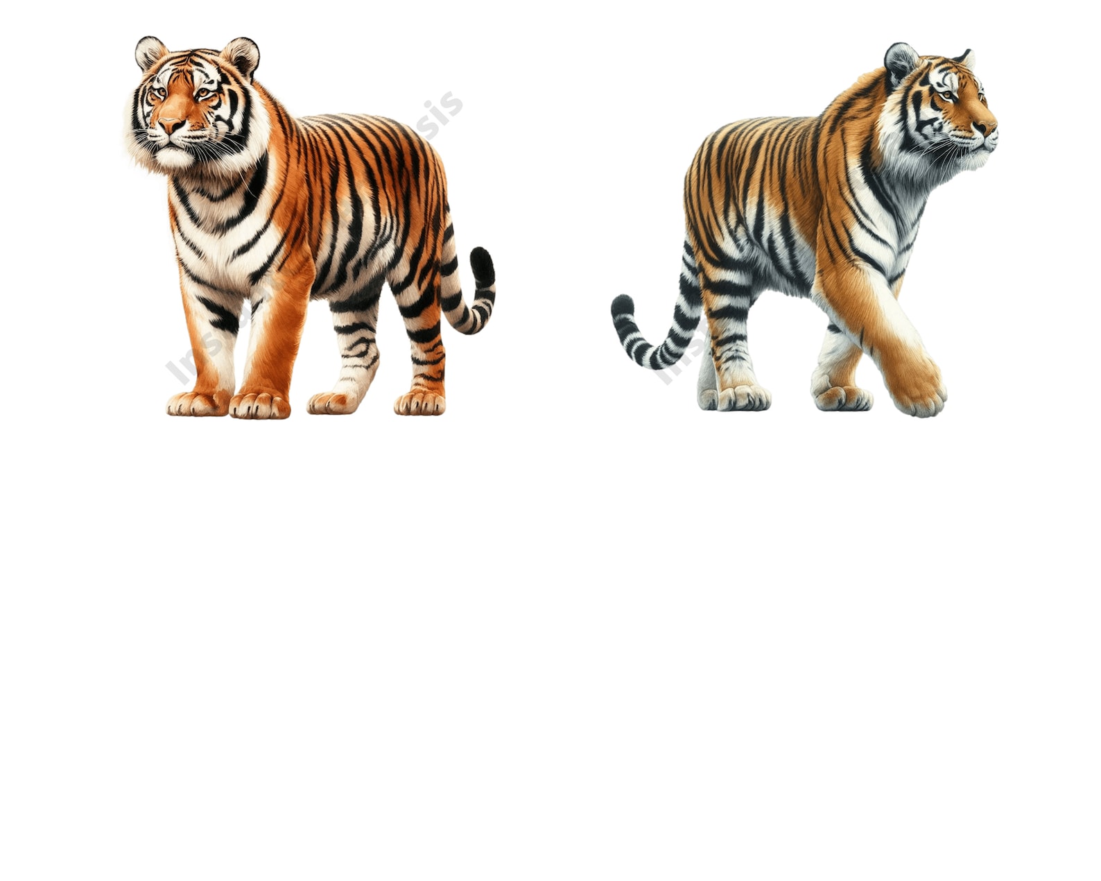 Realistic Tiger Clipart - High Resolution Digital Download, Majestic ...