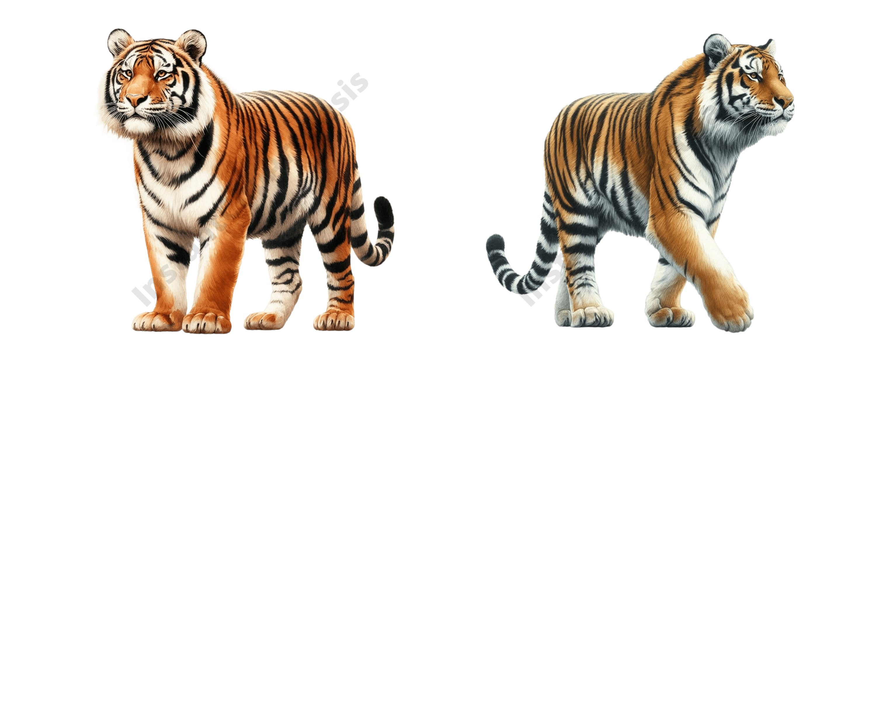Realistic Tiger Clipart - High Resolution Digital Download, Majestic ...
