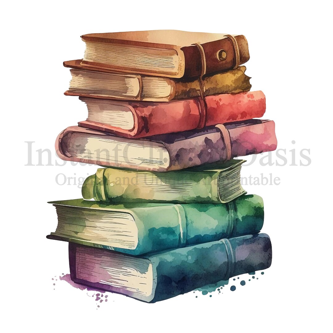 Stack of Books Clipart, 10 High Quality Pngs, Nursery Art, Instant ...