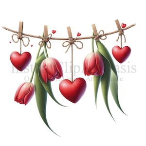 Hanging Hearts Clipart, 10 High Quality Pngs, Digital Download, Card ...