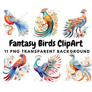 Fantasy Birds Clipart, 11 High Quality Pngs, Bird Clipart, Instant ...
