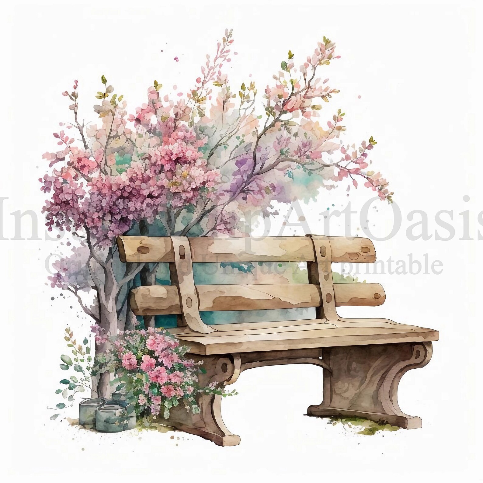 Floral Bench Clipart, 10 High Quality Jpgs, Nursery Art, Instant ...