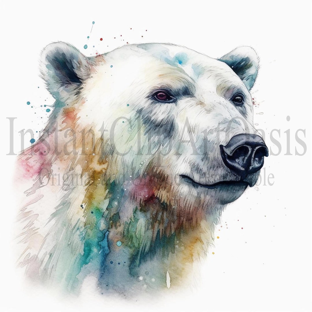 Colorful Polar Bear Clipart, 10 High Quality Jpgs, Card Making, Clip ...