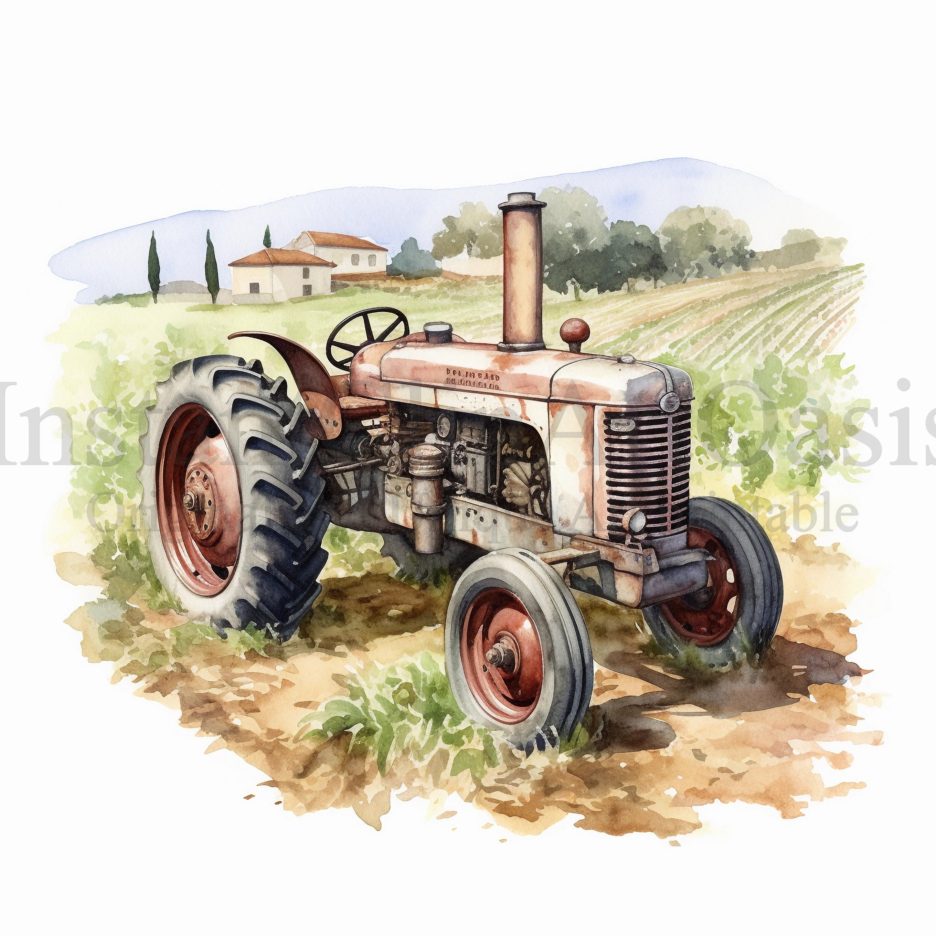 Old Tractor Clipart, 10 High Quality Jpgs, Nursery Art, Digital ...