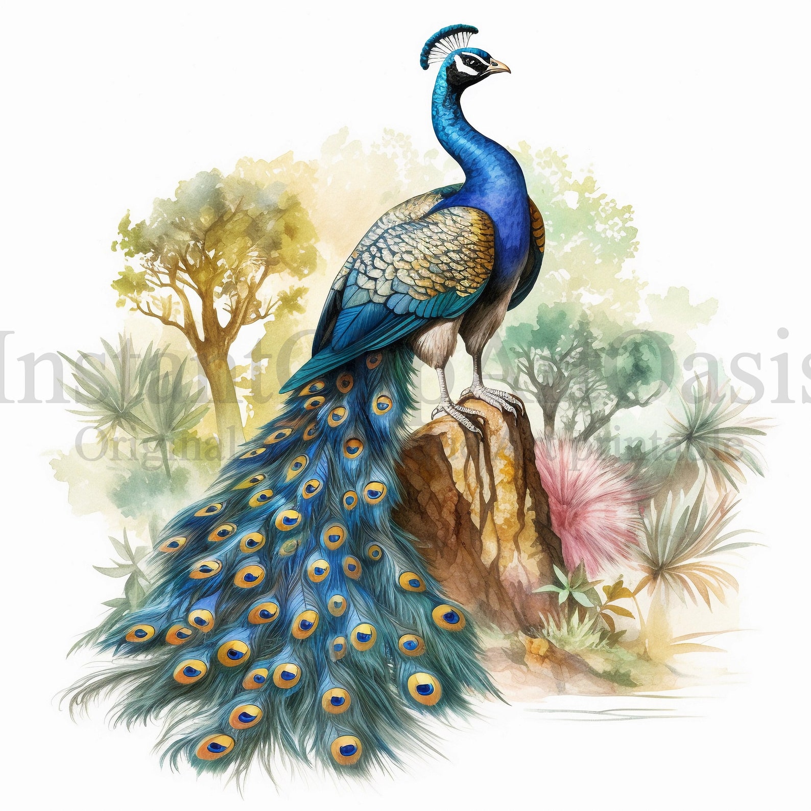 Peacock Clipart, 10 High Quality Jpgs, Nursery Art, Digital Download ...