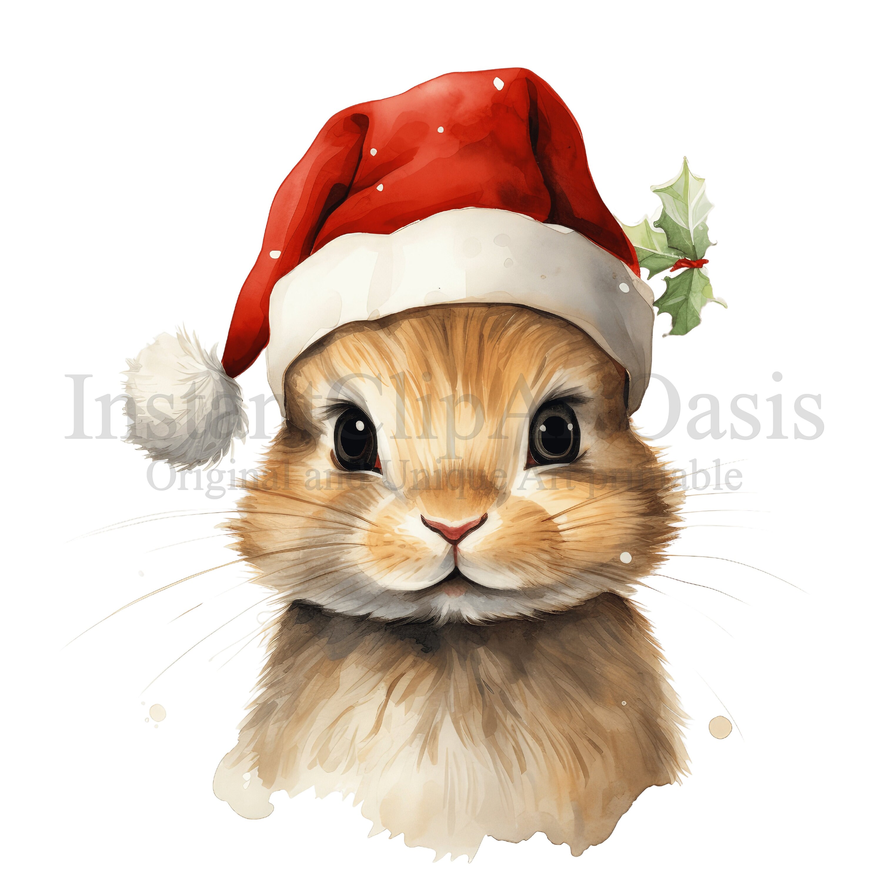 Christmas Bunny Clipart, 10 High Quality Pngs, Christmas Clipart, Card ...