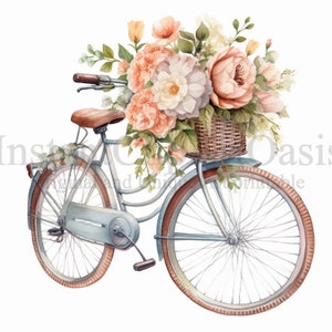 Rose Bicycles Clipart, 10 High Quality Jpgs, Vintage Art, Digital ...