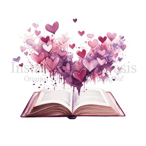 Books & Hearts Clipart, 10 High Quality Pngs, Digital Planners, Junk ...