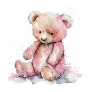 Pink Teddy Bear Clipart, 10 High Quality Pngs, Nursery Art, Digital ...