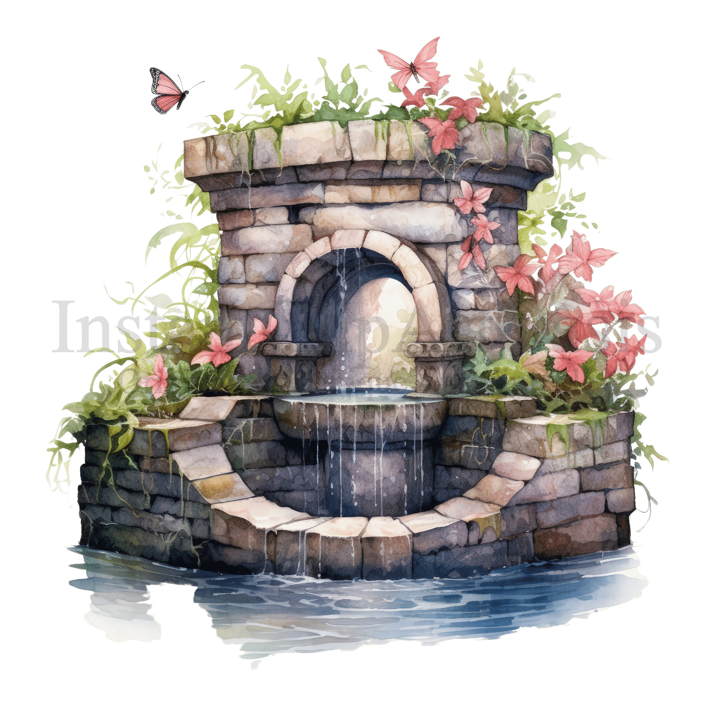 Antique Fountains Clipart - 10 High Quality Pngs, Nursery Art, Digital ...