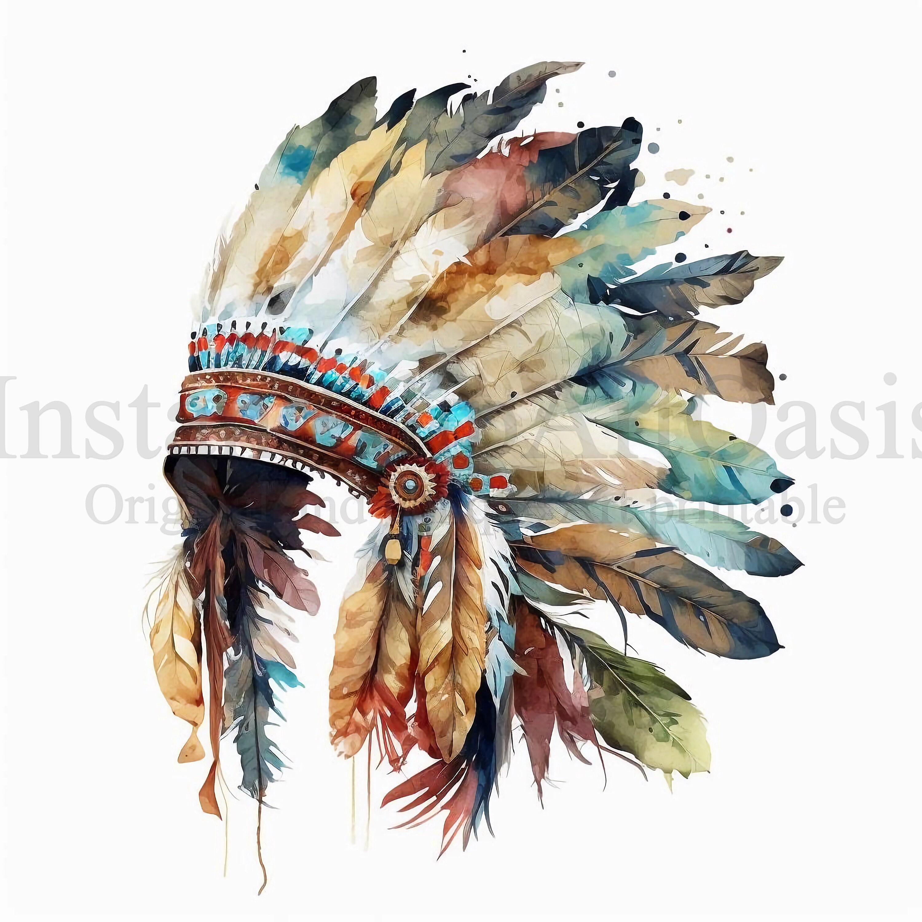 Native American Head Dress Clipart, 10 High Quality Jpgs, Instant ...