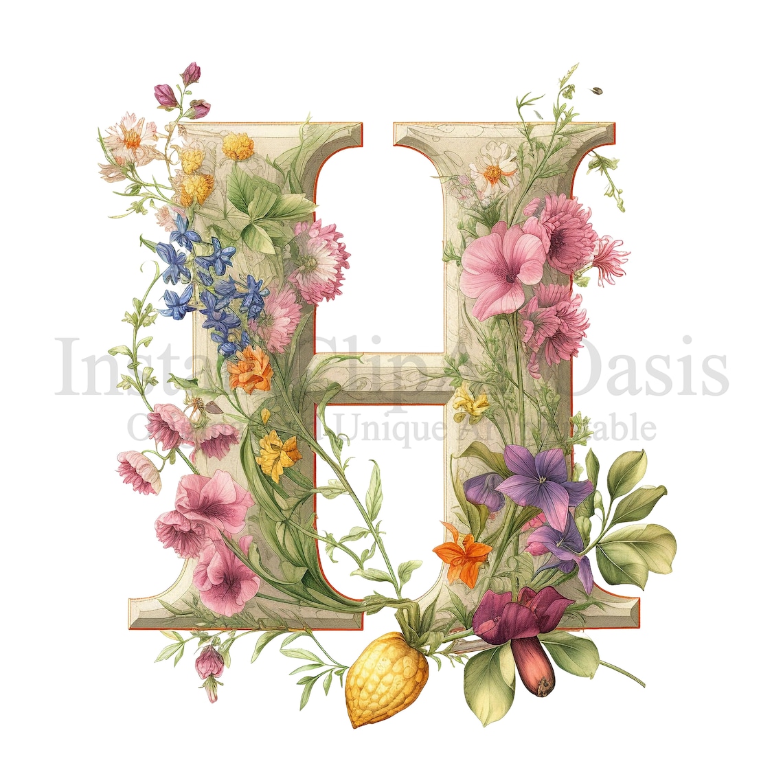Letter H Clipart, 10 High Quality Pngs, Nursery Art, Instant Digital ...