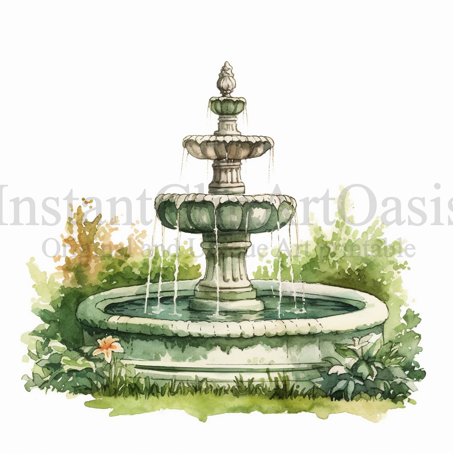 Cloister Fountains Clipart, 10 High Quality Jpgs, Nursery Art, Digital ...