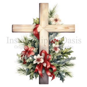 Christmas Cross Clipart - 10 High Quality Pngs, Christian Print ...