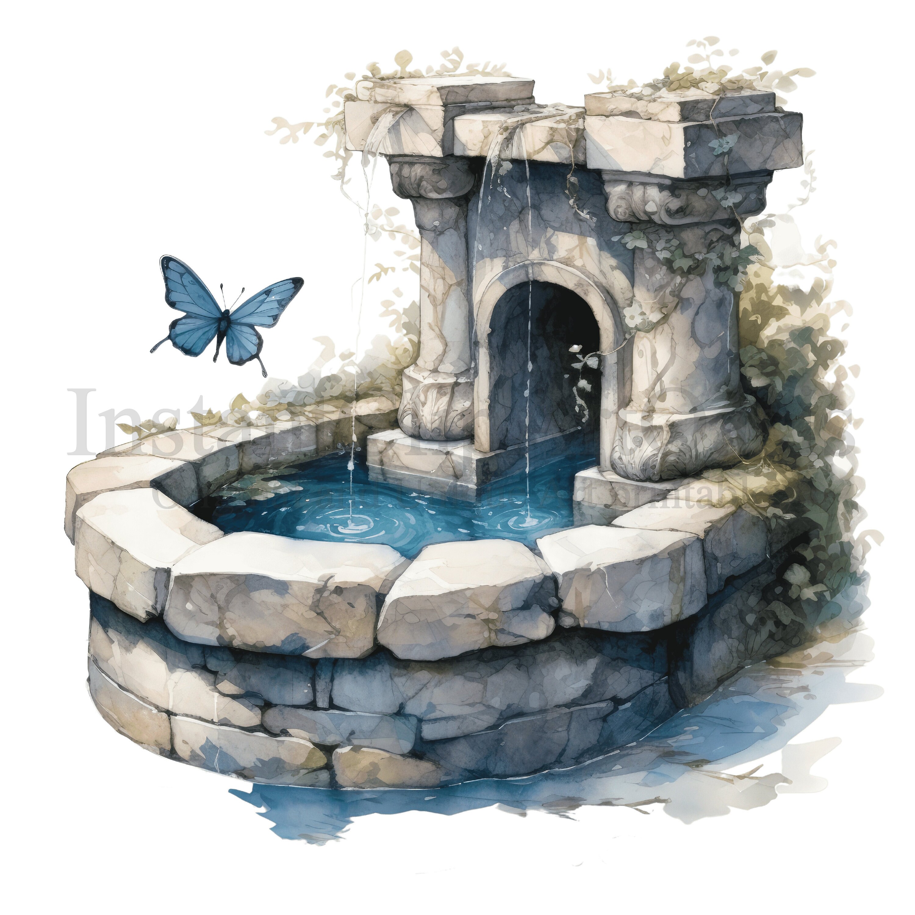Antique Fountains Clipart - 10 High Quality Pngs, Nursery Art, Digital ...
