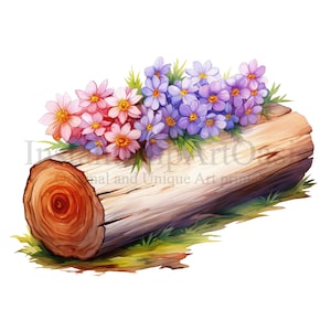 Wildflowers on Log Clipart - 10 High Quality Pngs, Digital Download ...