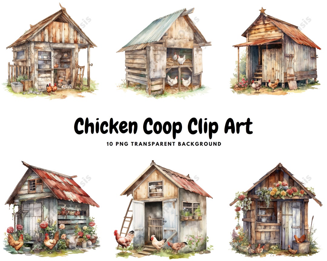 10 High Quality Pngs - Chicken Coop Clipart, Farmyard Clipart, Instant ...