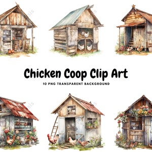 10 High Quality Pngs - Chicken Coop Clipart, Farmyard Clipart, Instant ...