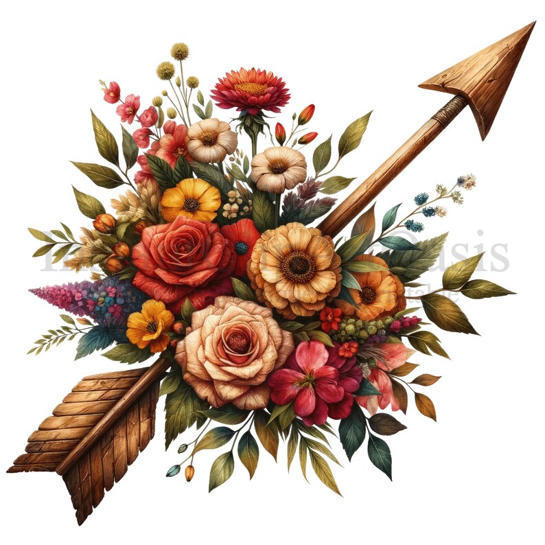 Floral Arrows Clipart, 10 High Quality Pngs, Digital Download, Card ...