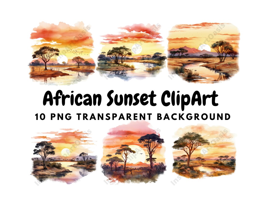 African Sunset Clipart, 10 High Quality Pngs Transparent Background ...