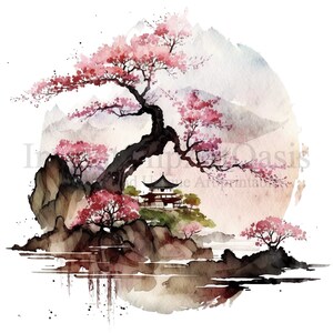 Japanese Landscape Clipart, 10 High Quality Pngs, Watercolor Art ...