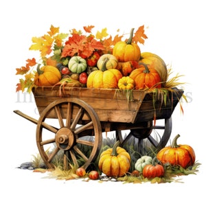 Wheelbarrow & Pumpkins Clipart, 10 High Quality Pngs Halloween Clipart ...