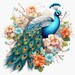 Floral Peacock Clipart, 10 High Quality Jpgs, Nursery Art, Card Making ...