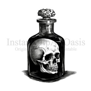 Black & White Potions Bottles Clipart, 10 High Quality Pngs, Digital ...