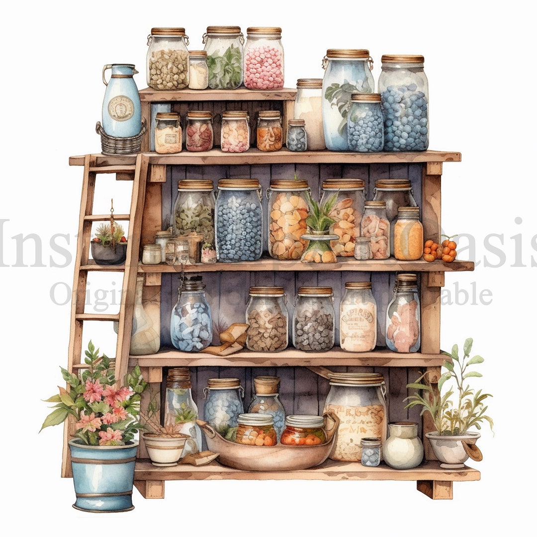 Vintage Pantries Clipart, 10 High Quality Jpgs, Vintage Art Print ...