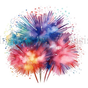Watercolor Fireworks Clipart, 10 High Quality Jpgs, Instant Digital ...