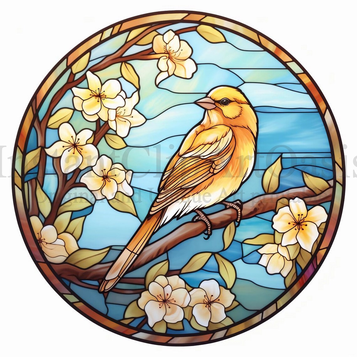 Stained Glass Canary, 10 High Quality Jpgs, Stained Glass, Digital ...