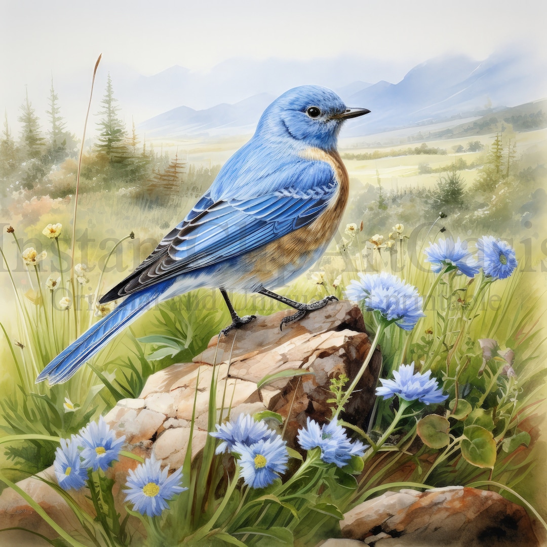 Spring Blue Bird Clipart, 10 High Quality Jpgs, Nursery Art, Instant ...