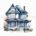 Blue Houses Clipart, 10 High Quality Jpgs, Sea Art, Instant Digital ...