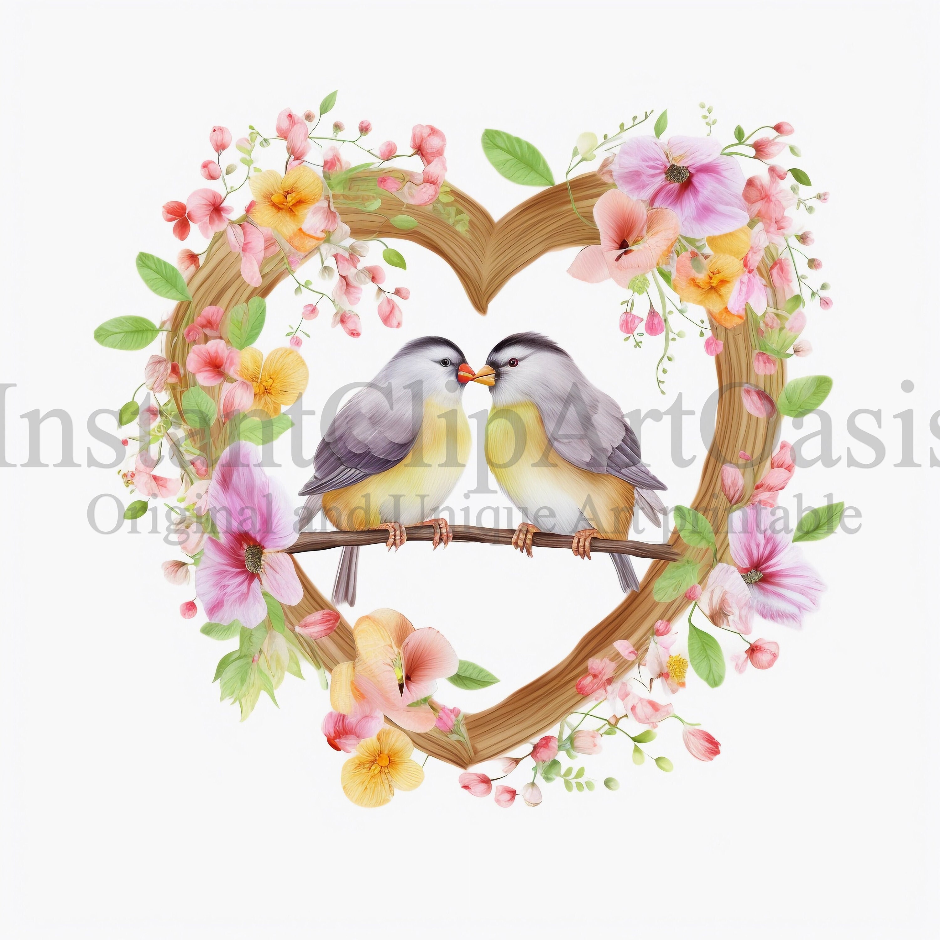Lovebirds Clipart |set 2| 10 High Quality Jpgs, Nursery Art, Digital ...